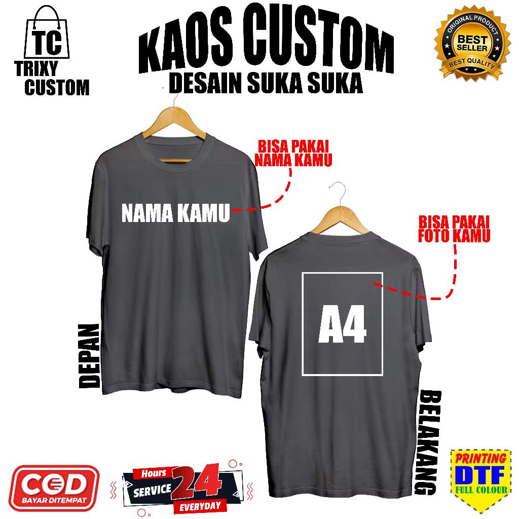 Jual TRIXY CUSTOM - KAOS SABLON CUSTOM SATUAN DESAIN SENDIRI SUKA SUKA BISA GAMBAR/ FOTO/NAMA ...