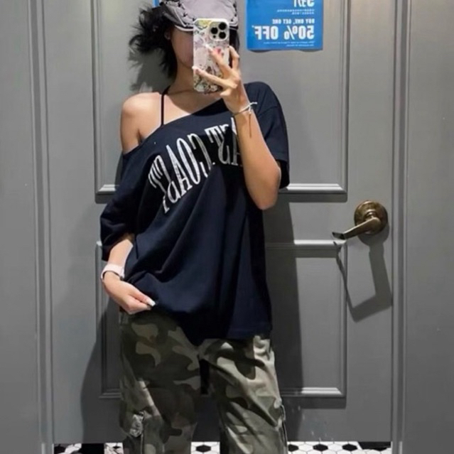 Jual east coast offshoulder top asymmetrical tshirt y2k stockholm ahs ...