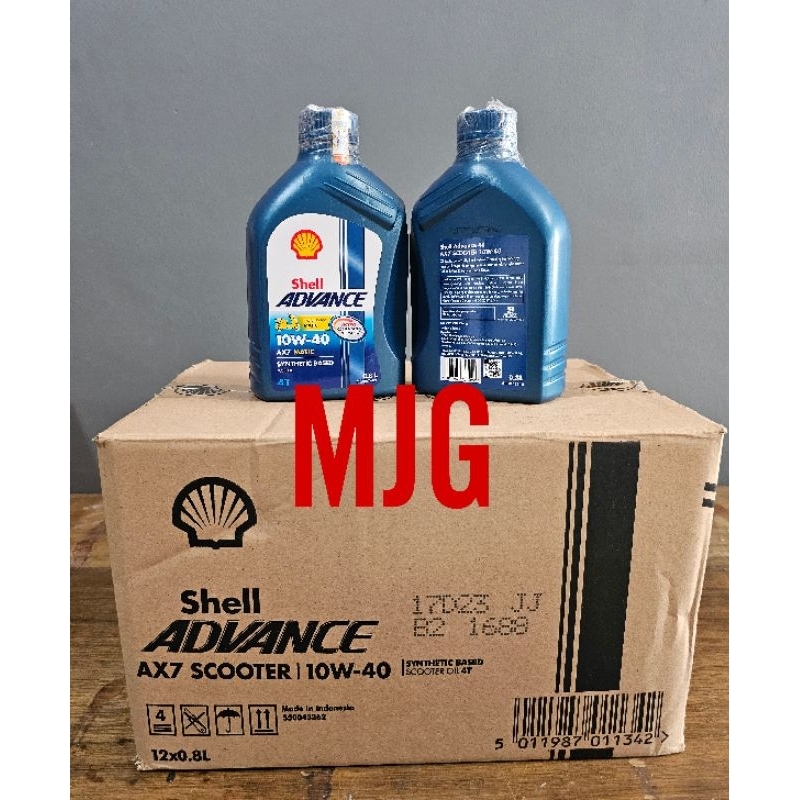 Jual Oli Shell Advance AX7 10W-40 Matic 800ML/O.8Liter/(1 Dus isi 12 ...