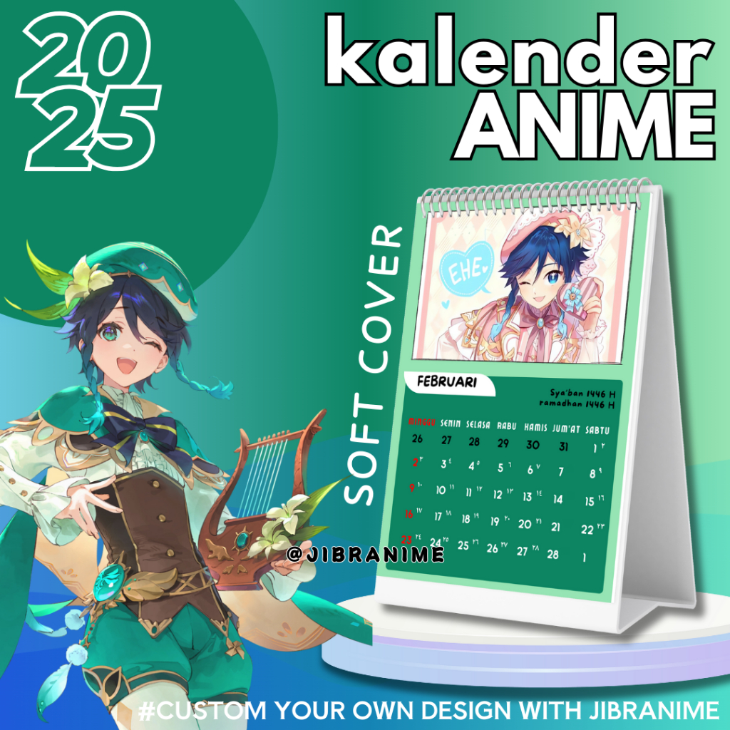 Jual Calendar / kalender meja 2025 anime Venti Genshin Impact / Custom ...