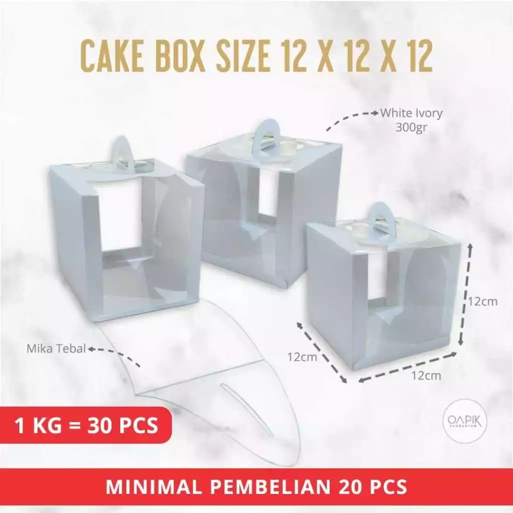 Jual Cake Box Mika 12x12x12, Kemasan Kue, Kemasan Roti, Packaging Kue ...