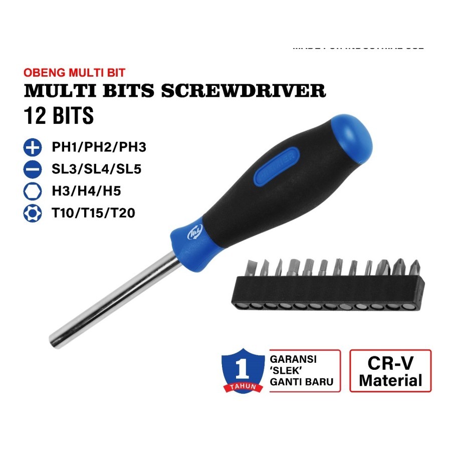 Jual HL PREMIER obeng Multi Bit 12 Bits - Crystal MULTI-BITS SCREWDRIVER - PH, SL & T15/20/30 ...