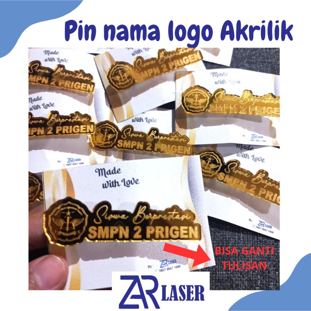Jual pin nama logo akrilik custom | Shopee Indonesia