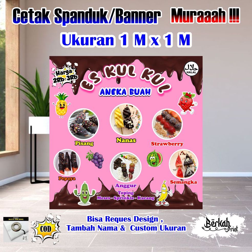 Jual Spanduk Banner Es Kul Kul Ukuran 1 meter x 1 meter | Shopee Indonesia