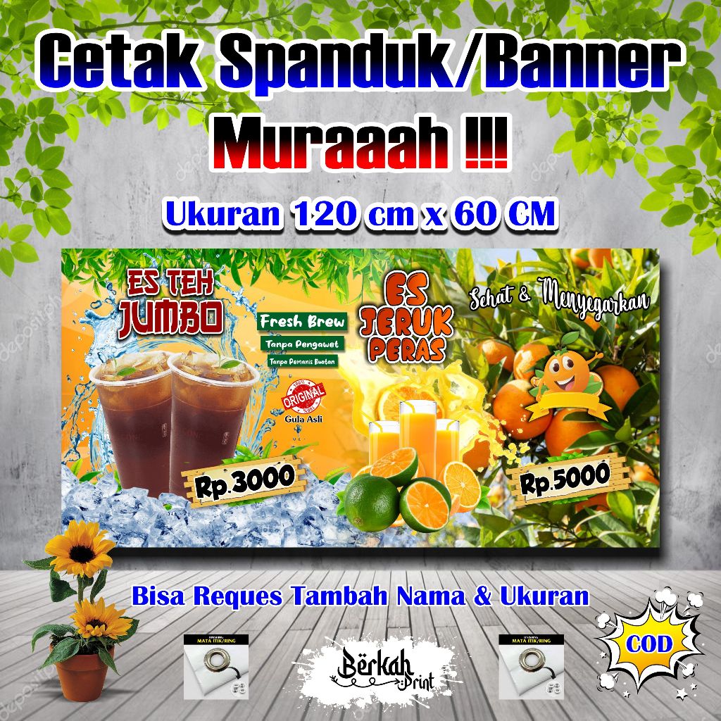 Jual Spanduk Banner Es Teh Jumbo & Es Jeruk Peras Ukuran 120 cm x 60 cm ...