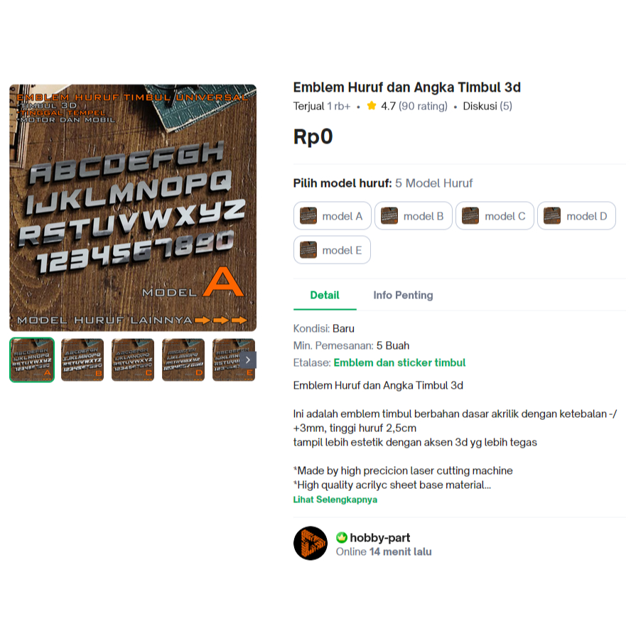 Jual Emblem Huruf dan Angka Timbul 3d acrylic | Shopee Indonesia