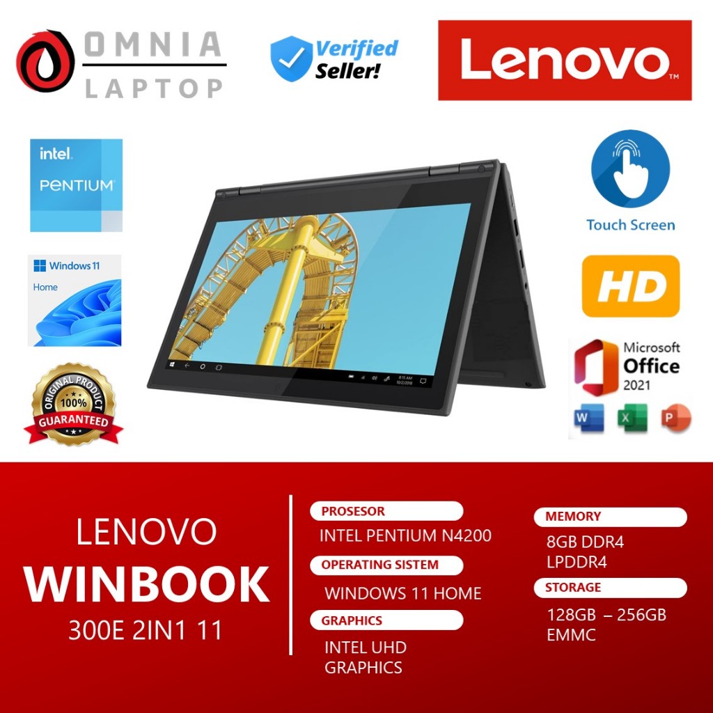Jual Laptop Touchscreen Lenovo Winbook 300e 2in1 11 intel pentium n4200 ...