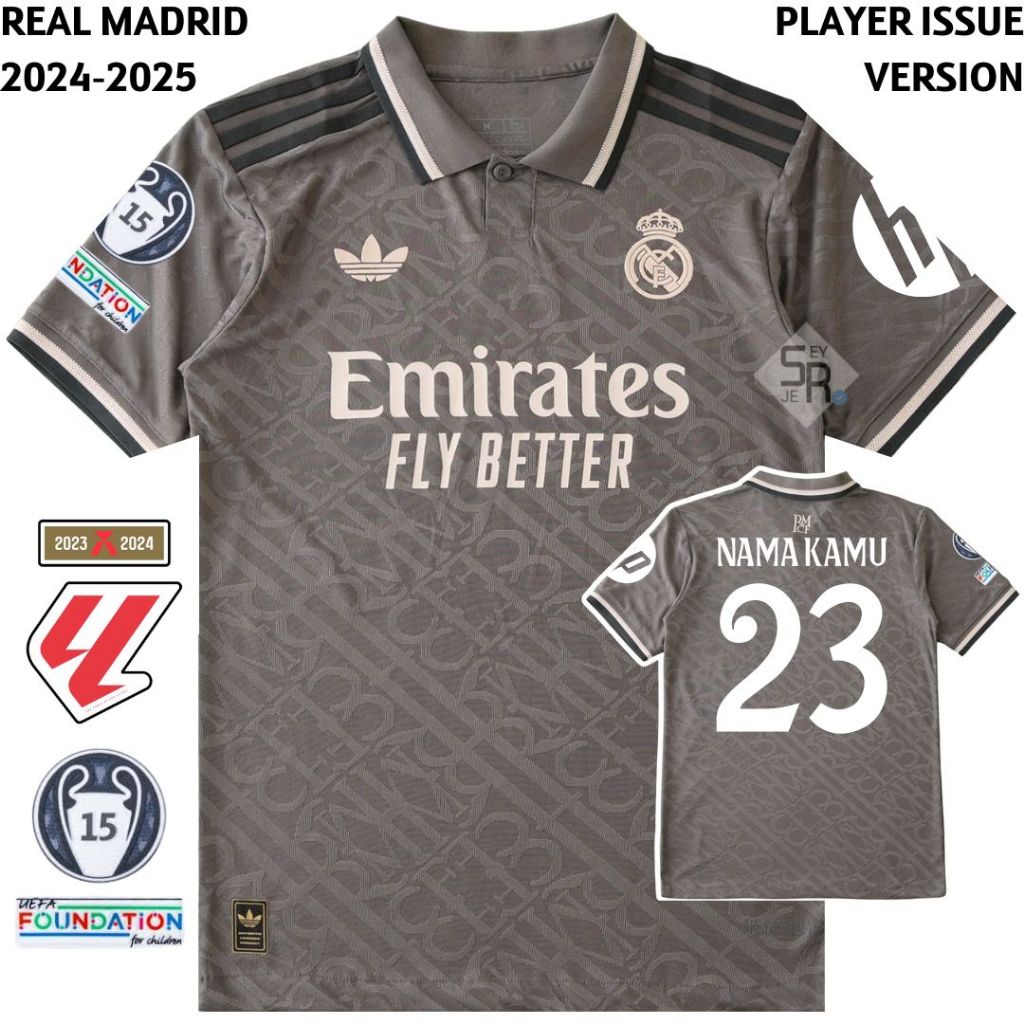 Jual Jersey Real Madrid Player Issue 2024 2025 3rd Baju Bola Realmadrid Pi Third 24 25 Abu Sr ...