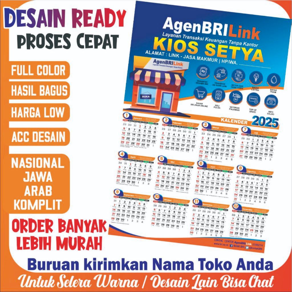 Jual Kalender Dinding Agen Brilink 2025 BRI Custom cetak kalender ...