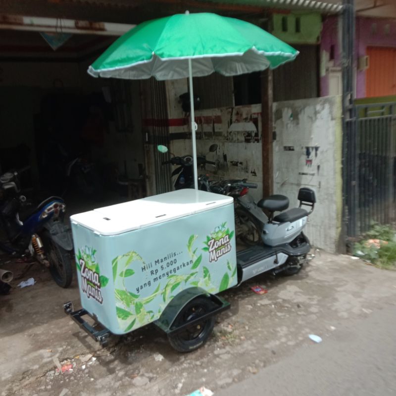 Jual GEROBAK ES KOPI KEKINIAN SEPEDA LISTRIK 3 SEKAT UK.100X60X60 FREE ...