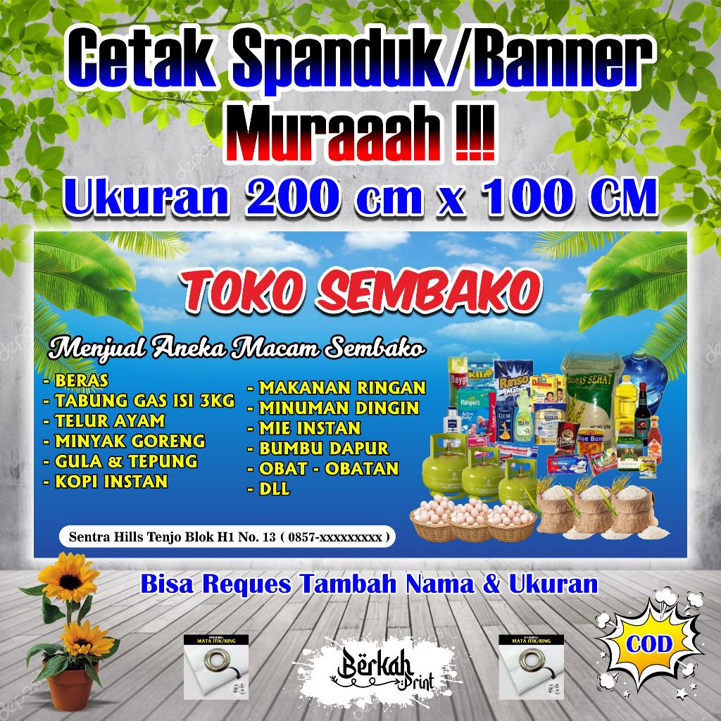 Jual Spanduk Banner Toko Sembako Ukuran 2 meter x 1 meter | Shopee Indonesia