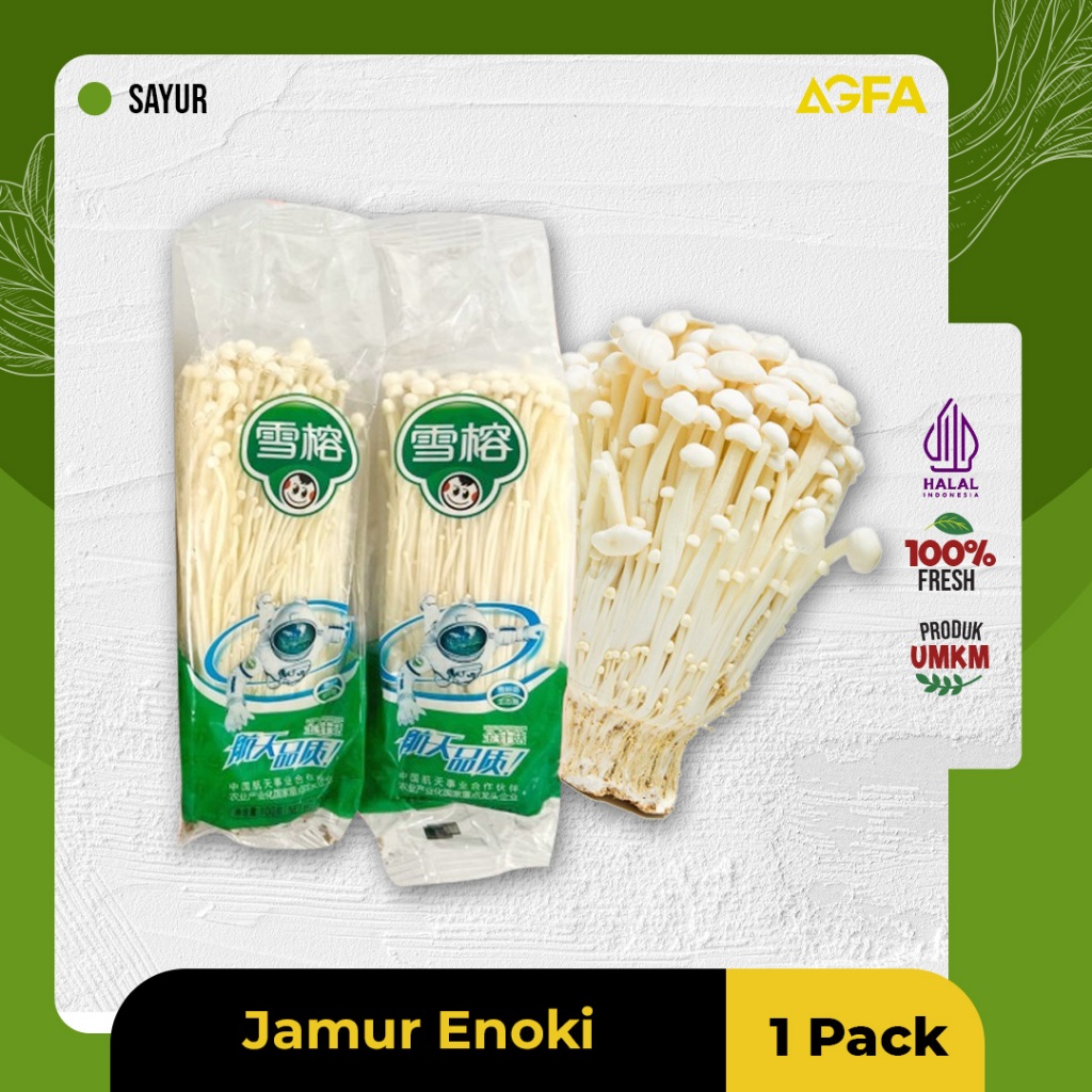 Jual Jamur Enoki / Jamur Enoki bungkus hijau / Jamur Enoki 1 bungkus ...