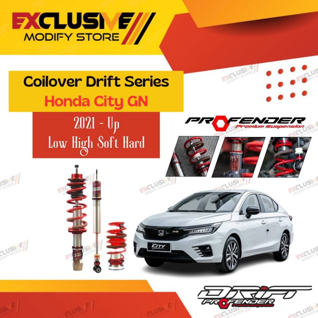 Jual COILOVER DRIFT SERIES HONDA CITY GN (2021+) PROFENDER ORIGINAL THAILAND LOW HIGH SOFT HARD ...