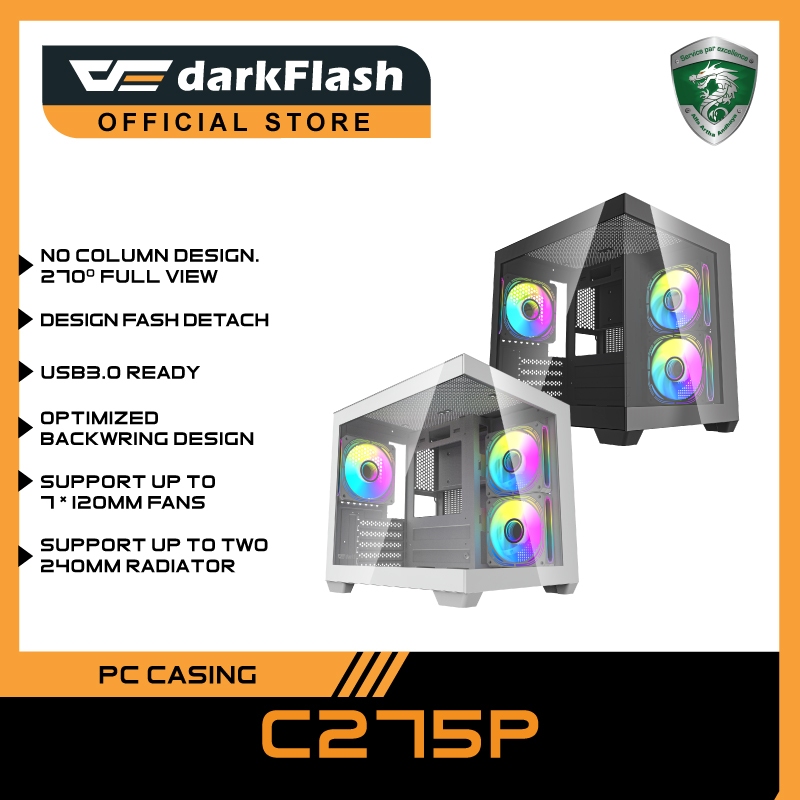 Jual darkFlash C275P M-ATX PC Casing [NO FAN] | Shopee Indonesia