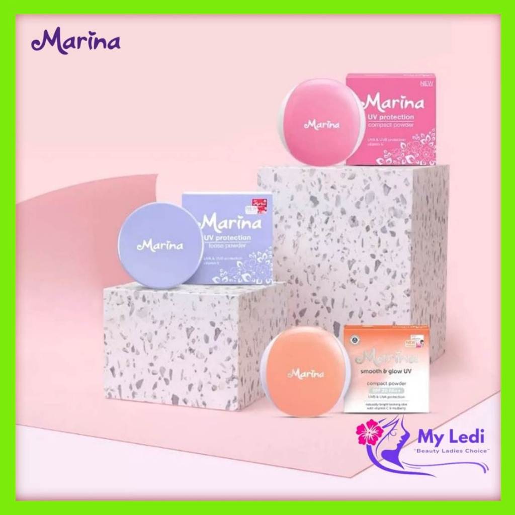 Jual Marina Glow Ready Uv Brighten Up Compact Powder 12gr - Bedak Padat ...