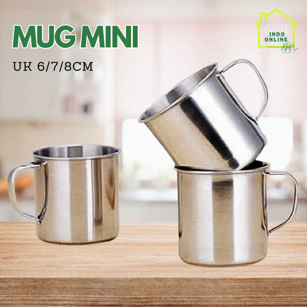 Jual INDOLINE - MUG MINI STAINLESS STEEL 7CM DAN 8CM - MUG CANGKIR ...