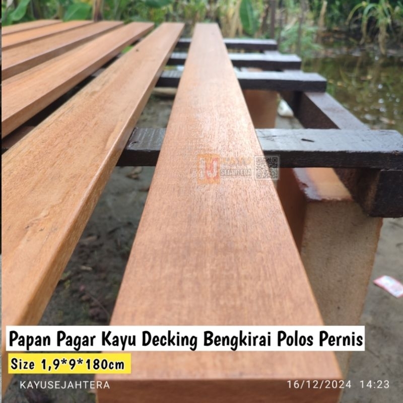 Jual PAPAN PAGAR KAYU DECKING BENGKIRAI OUTDOOR PERNIS POLOS LEBAR 9 CM ...