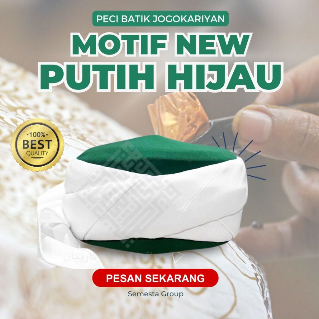 Jual Motif Peci Batik Jogokariyan - Putih Hijau Asli Original Bahan ...