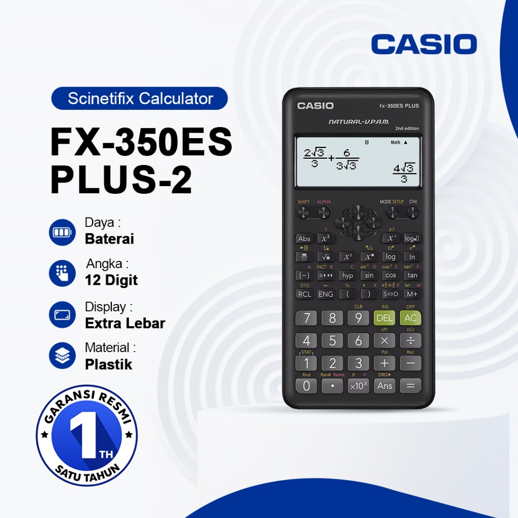 Jual Calculator Casio FX 350ES Plus 2 - Garansi Resmi 1 Thn | Shopee Indonesia