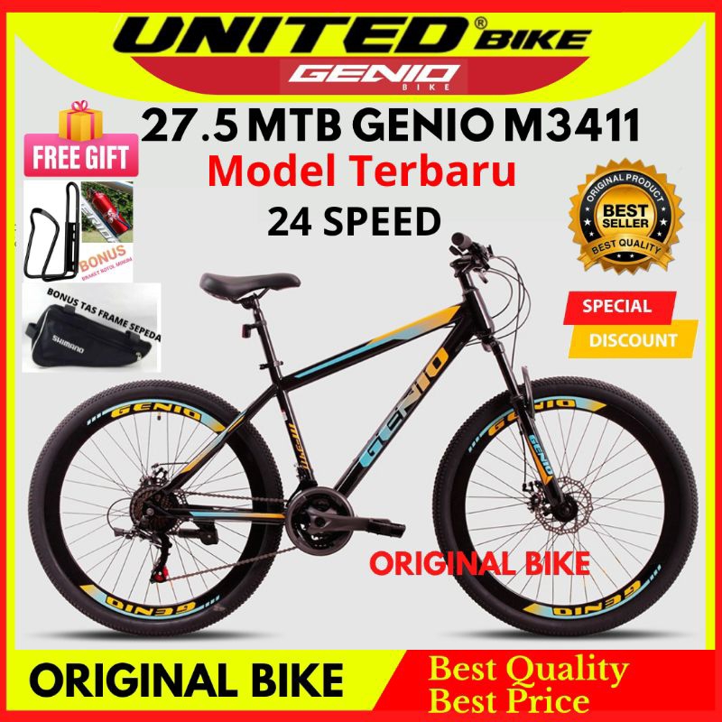 Jual Sepeda Gunung 27.5 Mtb genio M3411 24Speed By United | Shopee Indonesia