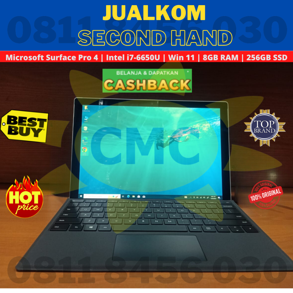 Jual Microsoft Surface Pro 4 i7 6650U 8GB 256GB SSD W11 Pro 12.3 ...