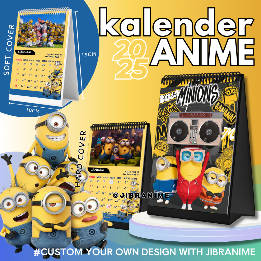 Jual Calendar / kalender meja 2025 anime Minions Despicable Me / Custom ...