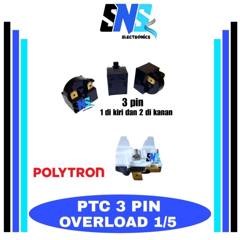 Jual PTC 3 pin 1 di kiri dan overload 1/5 untuk kulkas, showcase ...