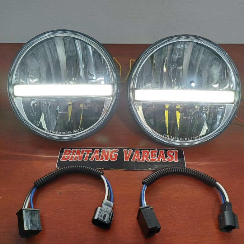 Jual HEAD LAMP TRUCK LITE 7 INCH DRL MODE | LAMPU MOBIL BULAT 7 INCH ...