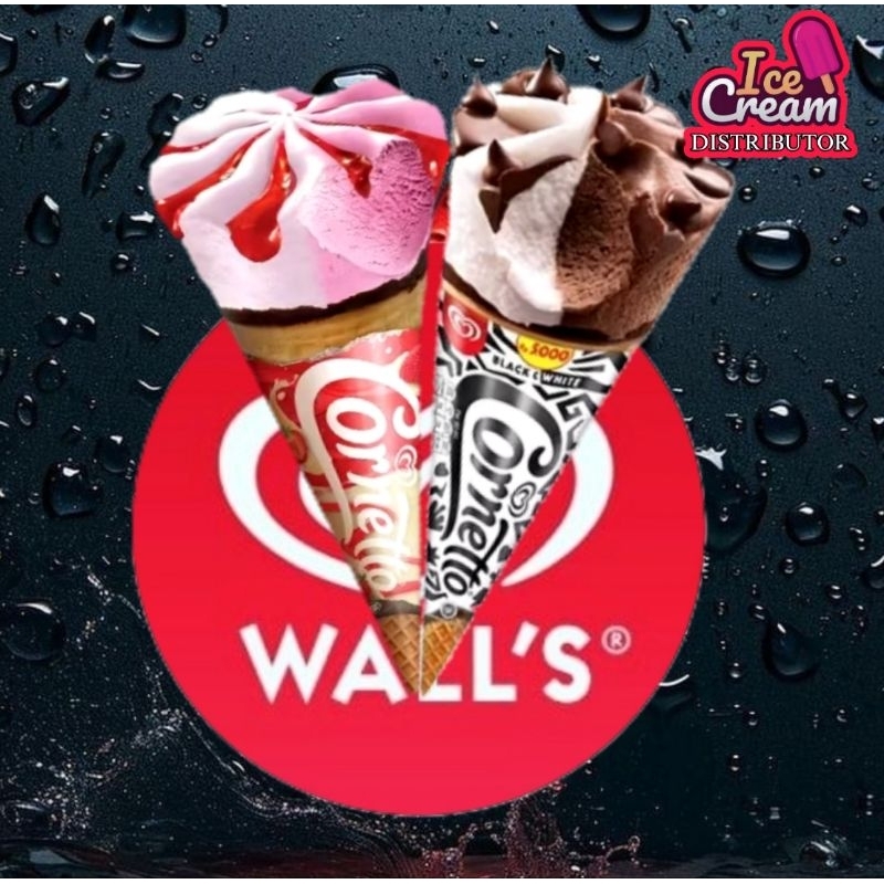 Jual Cornetto Walls Black white Strawberry vanila | Shopee Indonesia