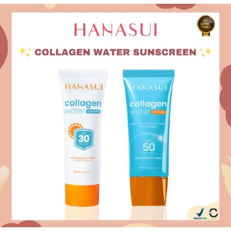 Jual Hanasui Collagen Water Sunscreen SPF 30 SPF 50 PA++++ | Shopee ...
