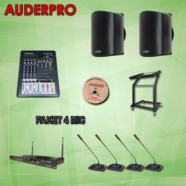 Jual MIC RAPAT WIRELESS AUDERPRO PAKET TW14 PAKAI 4 MIKROFON TABLE PLUS ...