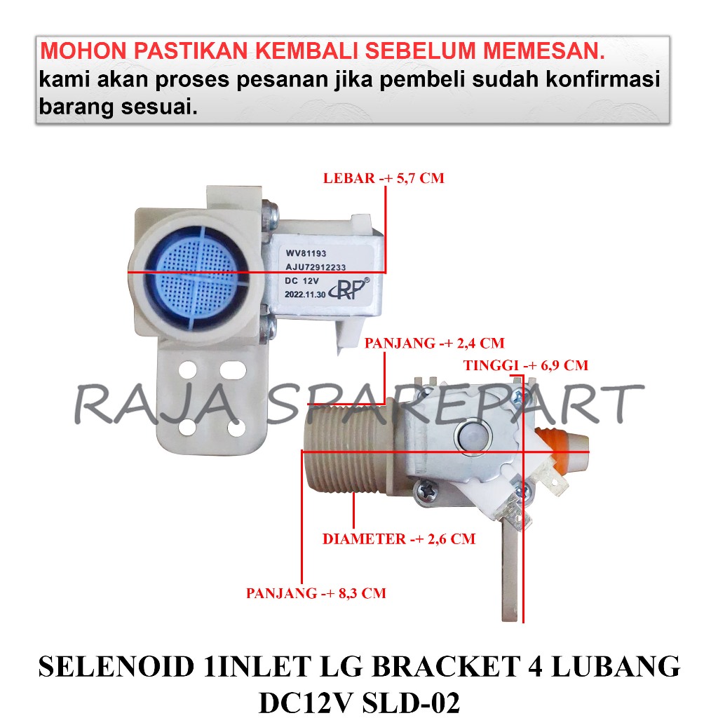 Jual SLD02 SELENOID / WATER INLET MESIN CUCI / SELENOID 1INLET LG ...