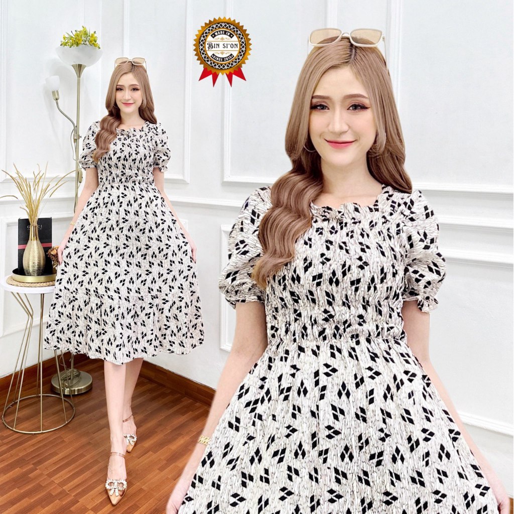 Jual Binsion - Daster Smoke Wanita Baju Tidur Karet Depan Dress Kerut ...