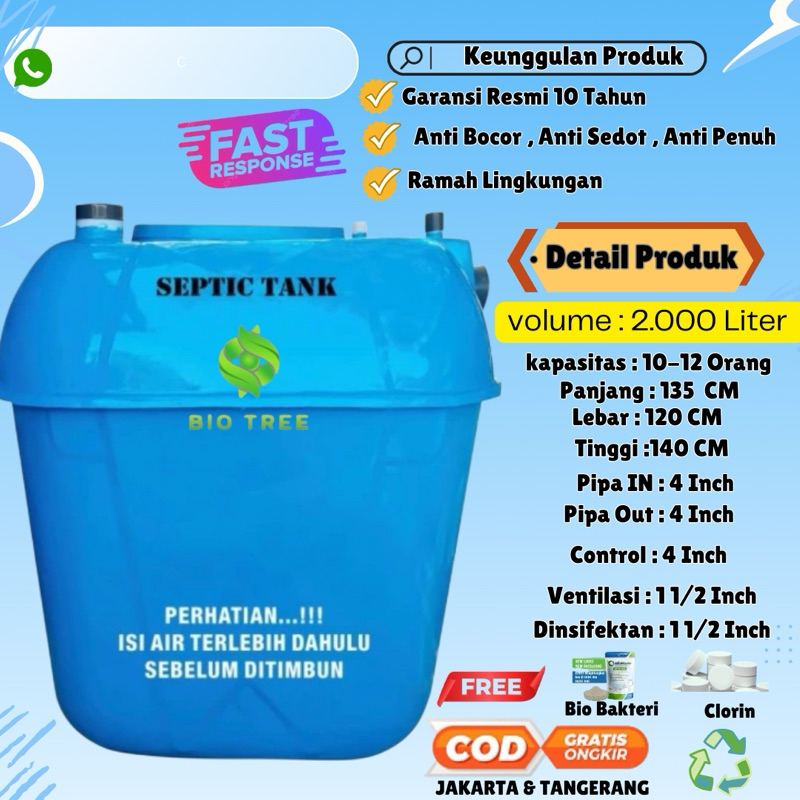 Jual Septic Tank Bio 2.000 Liter Biotech , Biofilter , Biofill ...
