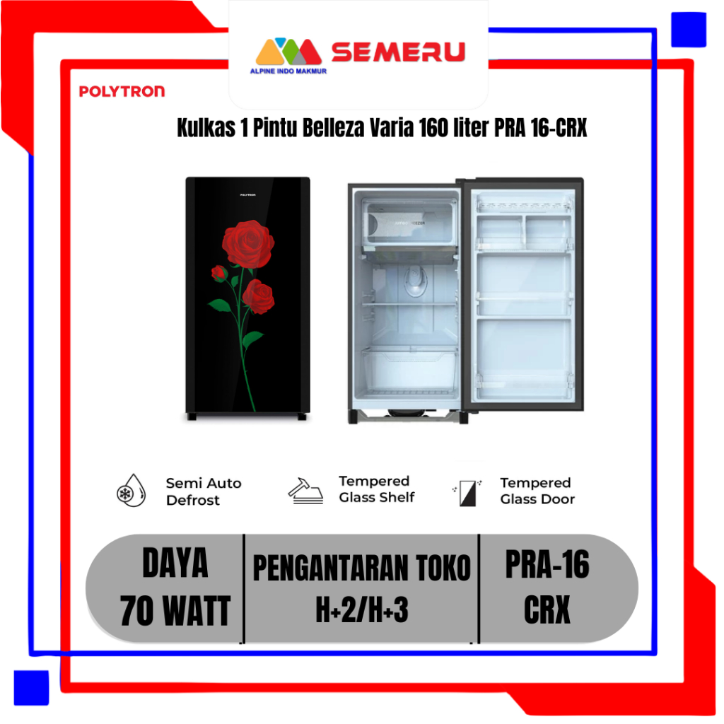 Jual POLYTRON KULKAS 1 PINTU 160 L BLACK PRA-16 CRX DAN PRA-16 DRX ...