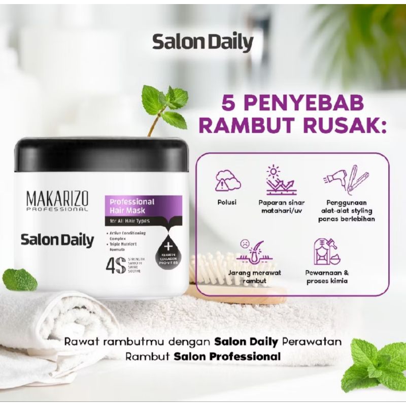 Jual MAKARIZO PROFESIONAL CREAMBATH SALON DAILY RAMBUT RONTOK DAN ...