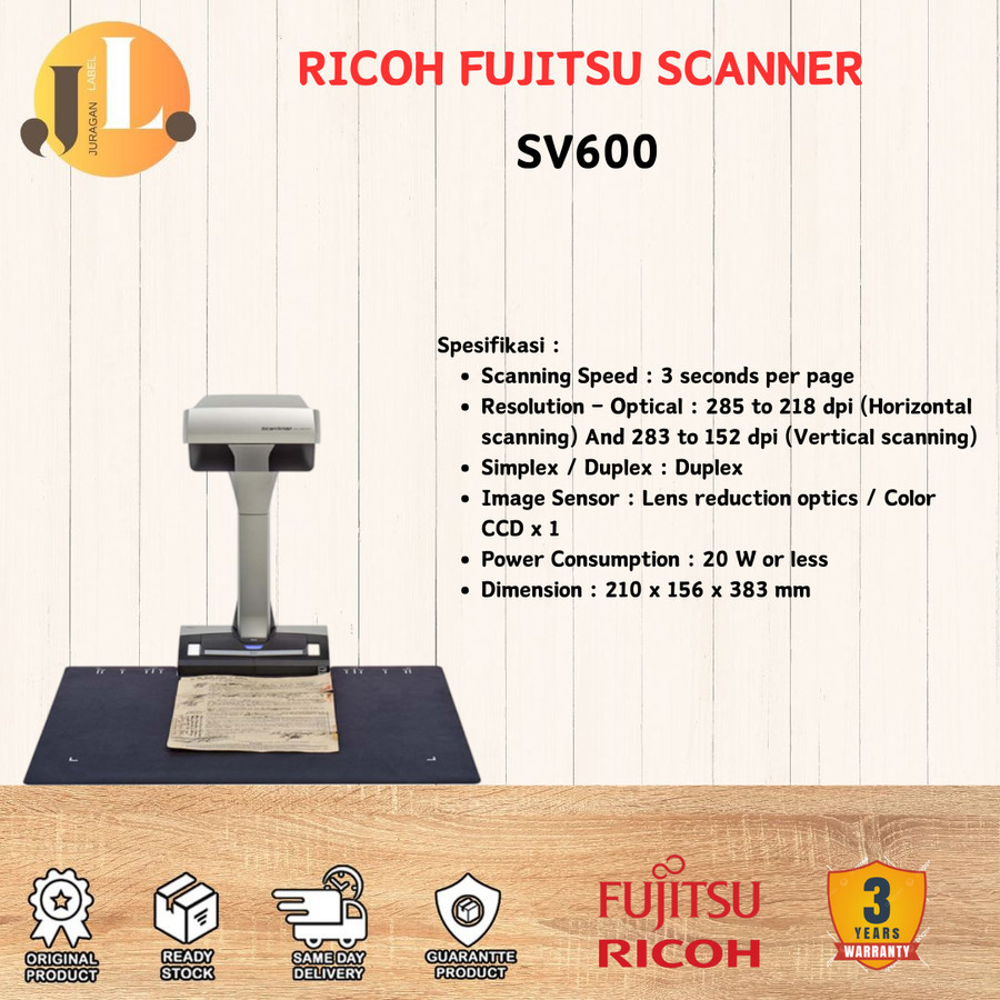 Jual Scanner Fujitsu ScanSnap SV600 A3 Ricoh SV-600 Garansi Resmi ...