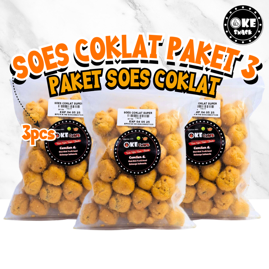 Jual Paket Soes Coklat 130Gram Oke Snack Isi 3 | Shopee Indonesia