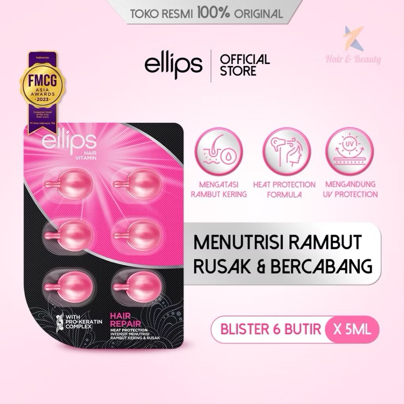 Jual Ellips Hair Vitamin Pro Keratin Hair Repair Blister 6 Butir | Shopee Indonesia