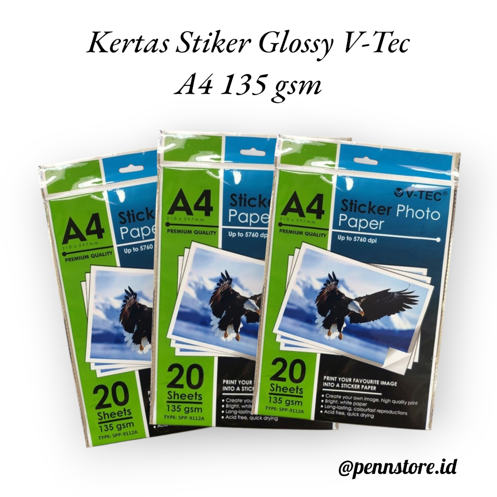 Jual (pack) Kertas Stiker Glossy V-tec A4 135gsm 20 Lembar - Sticker Photo Paper Vtec | Shopee ...