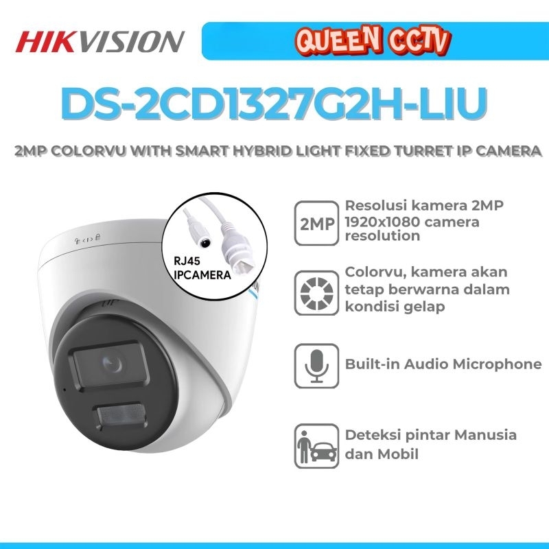 Jual DS-2CD1327G2H-LIU - HIKVISION IP 2MP COLORVU AUDIO CAMERA DOME INDOOR IPC IP CAM HIK VISION ...
