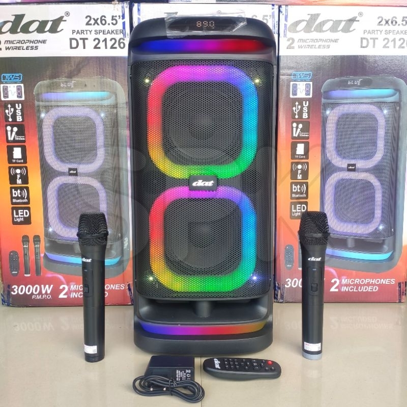 Jual Speaker Portable DAT DT 2126 PARTY SERIES 6.5 inch 2 Mic Wireless ...