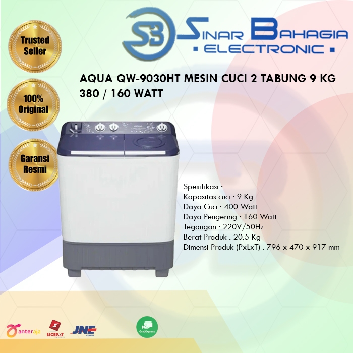 Jual AQUA QW-9030HT MESIN CUCI 2 TABUNG 9 KG (NEW) | Shopee Indonesia