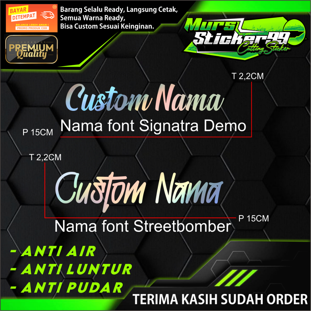 Jual CUSTOM NAMA Sticker Cutting | Shopee Indonesia