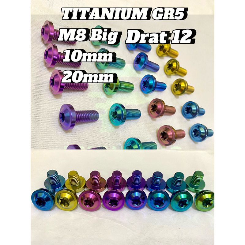 Jual Baut Titanium GR5 M8 10mm 20mm titanium Head Big Baut Probolt titanium Drat 12 X 1cm 2cm ...