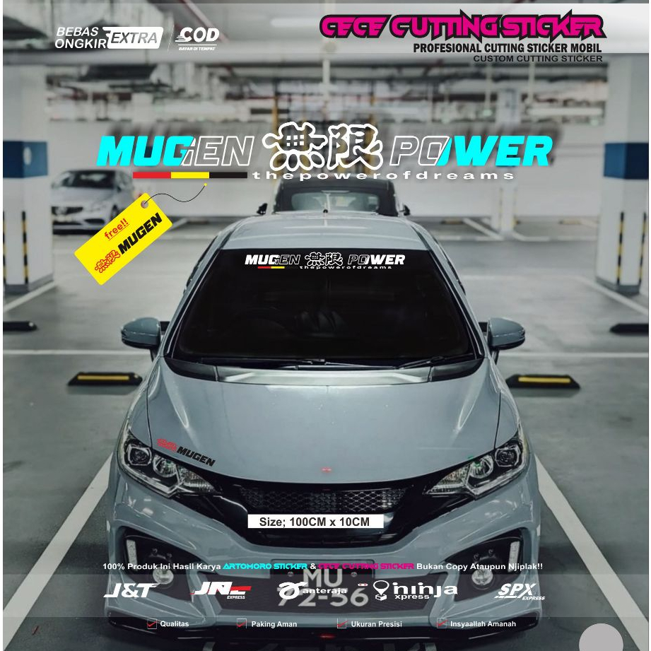 Jual STICKER STIKER MOBIL KACA DEPAN MUGEN POWER BLOK TULISAN BOLONG ...