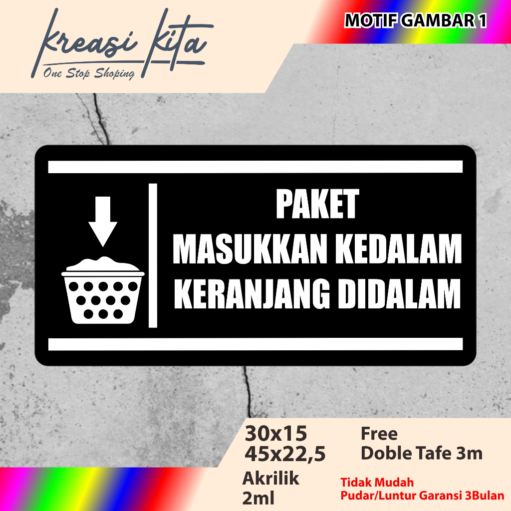 Jual AKRILIK PAKET MASUKAN KEDALAM KERANJANG TIPE 1 ACRYLIC CUSTOM ...