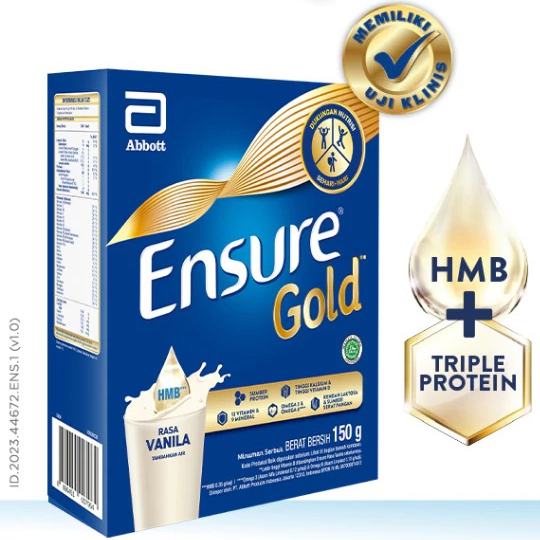 Jual [100% Original] Abbott Ensure Gold HMB Vanila 150 g - Nutrisi Dewasa Rendah Laktosa ...