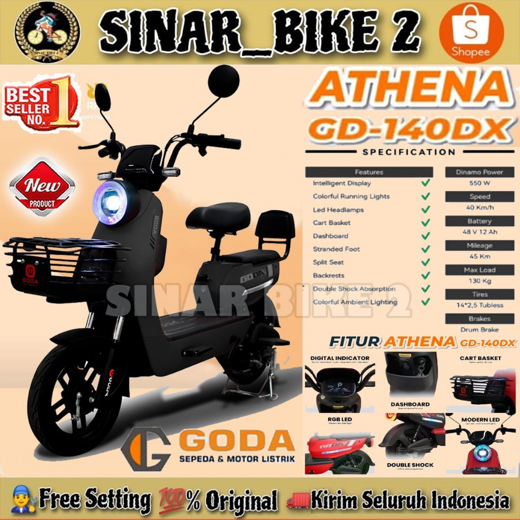 Jual Sepeda Listrik GODA ATHENA 140 DX 550 Watt Electric E Bike ...