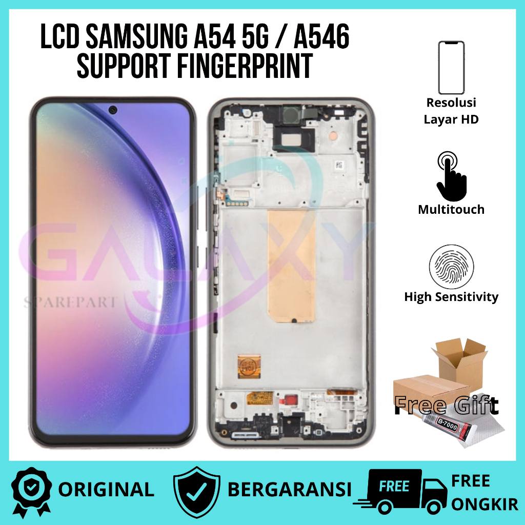 Jual LCD SAMSUNG GALAXY A54 5G / A546 + FRAME SUPPORT FINGERPRINT - ORIGINAL PRODUK BERGARANSI ...